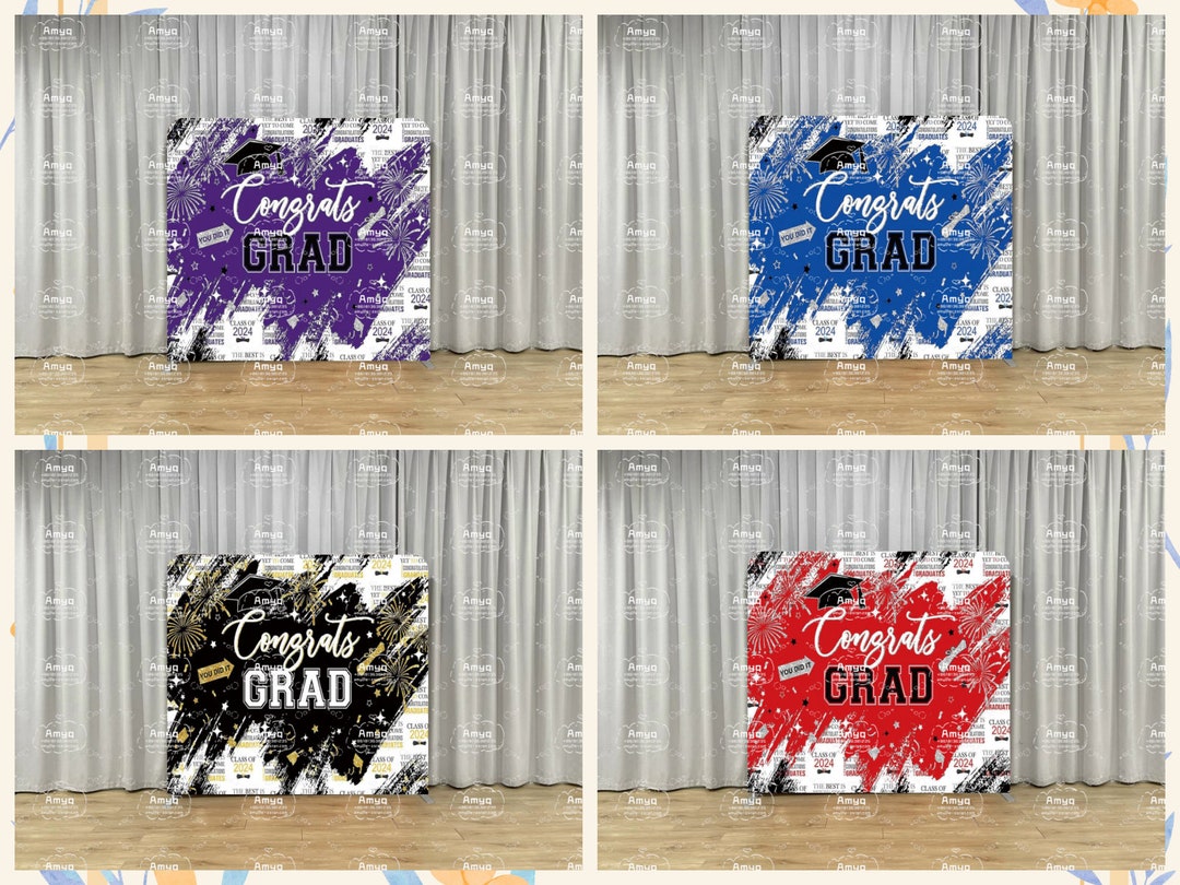 2024 Congrats Grad Black Purple Blue Red Graffiti Graduation Photobooth ...