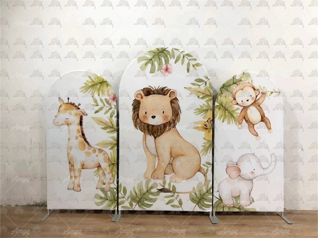 Wild Safari Jungle Animal Pattern Arch Backdrop Kit Cute Carton Animals ...