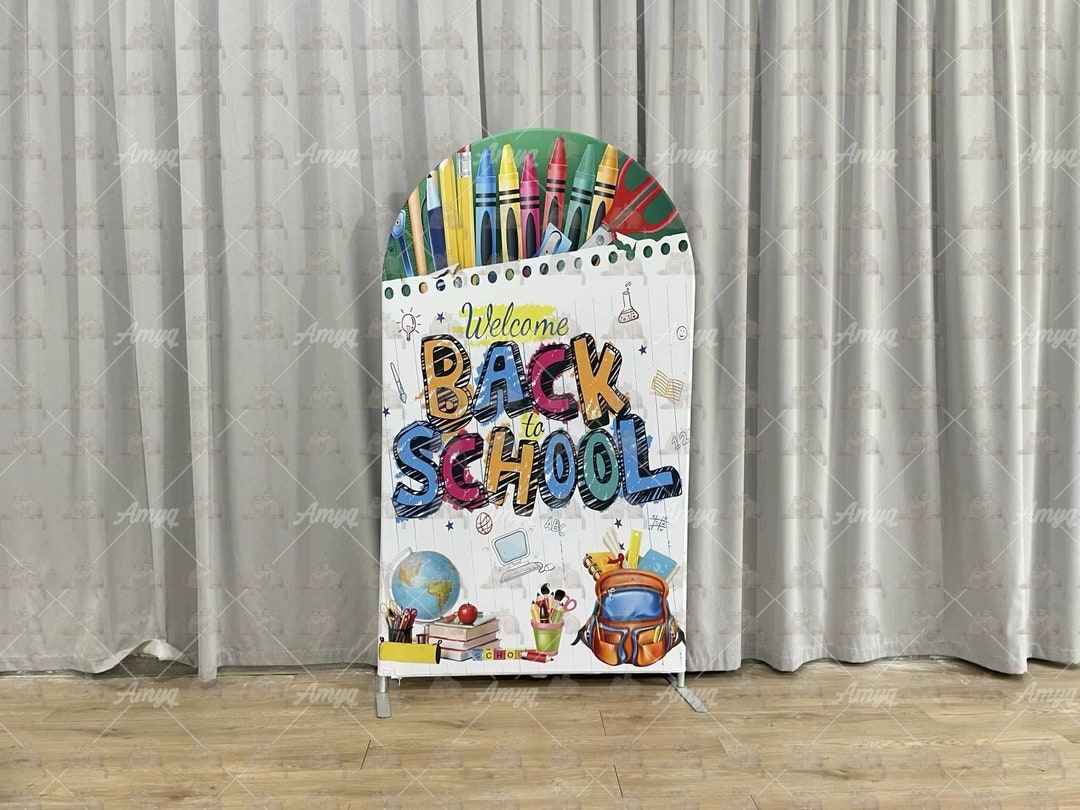 Colorful Back to School Chiara Wall Arch Backdrop Stand School Banner ...