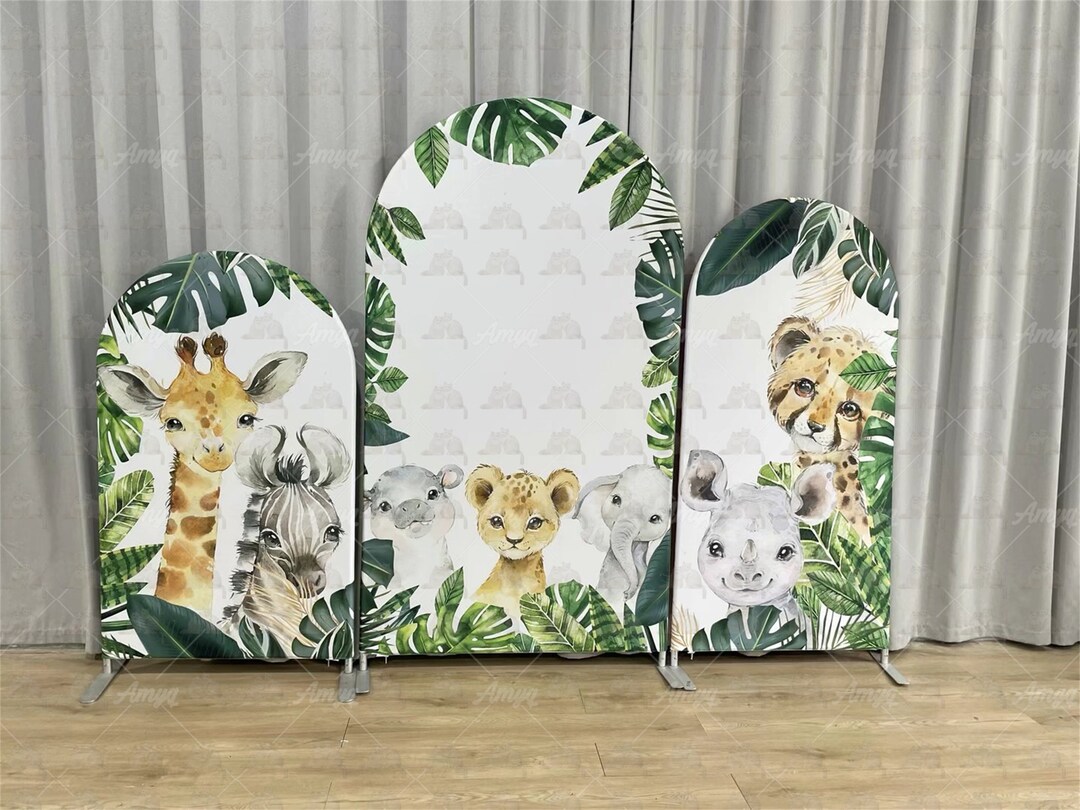 Wild Safari Jungle Animal Arch Backdrop Kit Cute Carton Animals Chiara ...