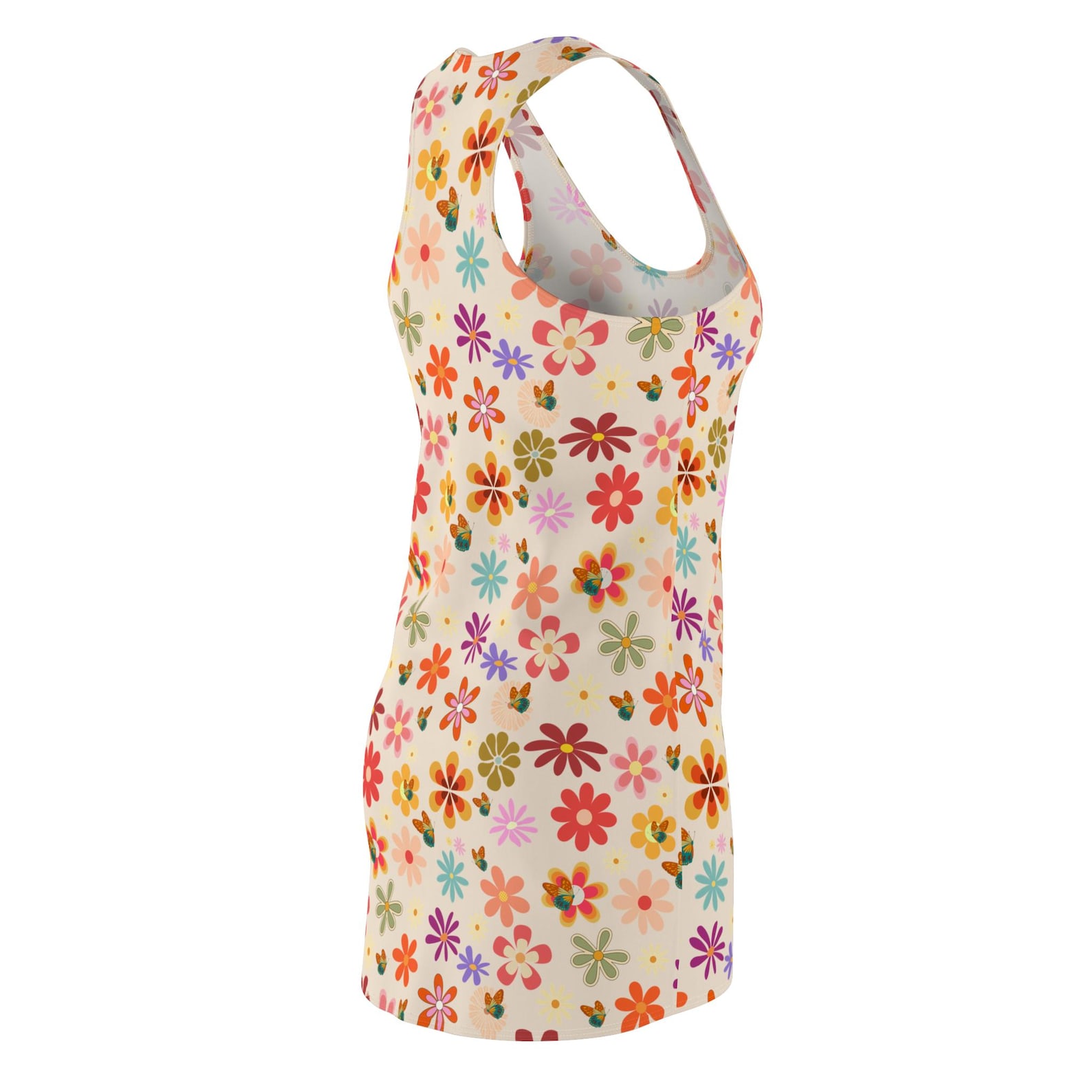 Groovy Dress, Flower Power Hippie Clothes, Cute Racerback Womens Dress ...