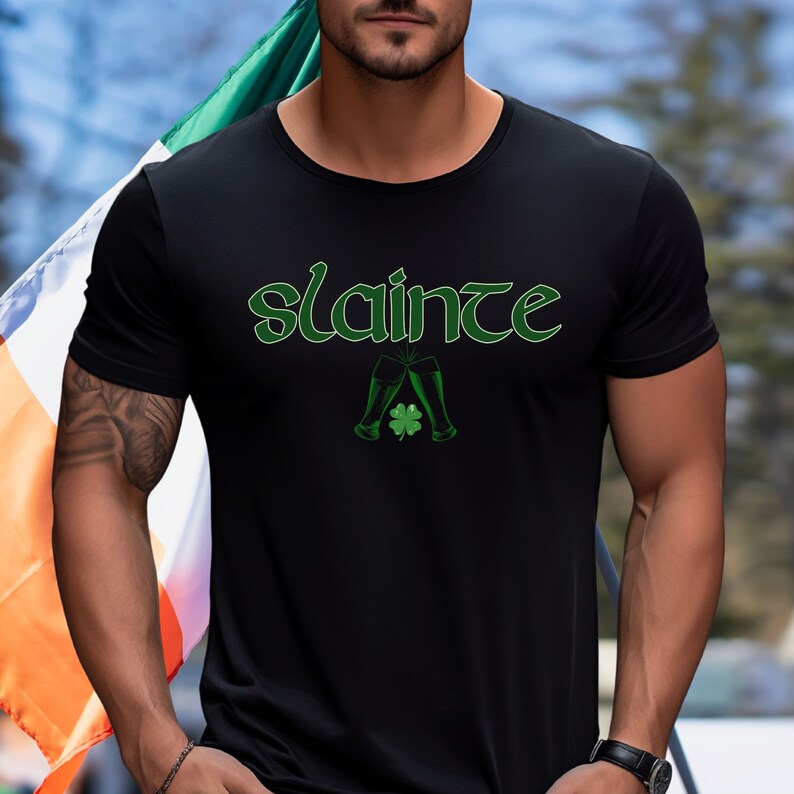 Slainte Shirt for Men, Irish T Shirt, Four Leaf Clover, Erin Go Bragh ...
