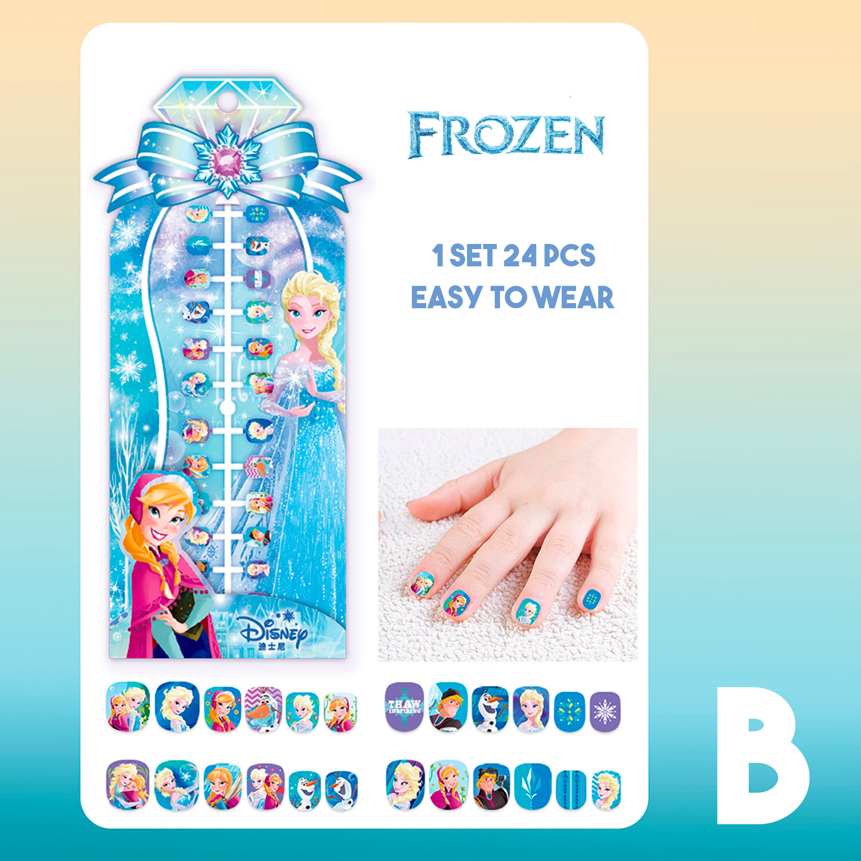 Elsa Frozen Princess Gift Set Kids Girls Fake Nail Sticker Art Decal ...