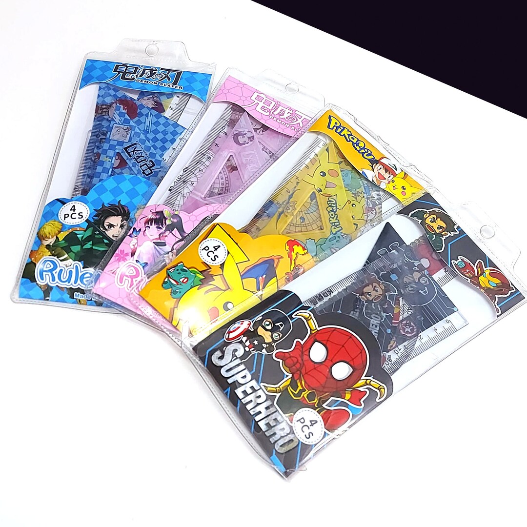 Themed Cartoon Children's Ruler Set, Superheroes, Pokemon, Spiderman ...