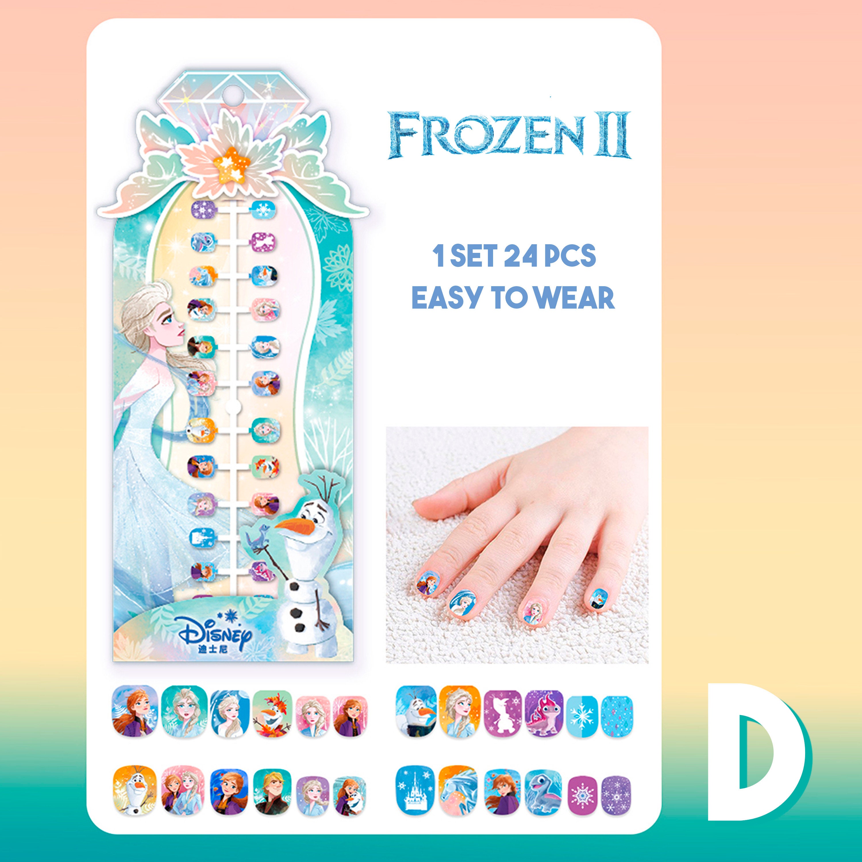 Elsa Frozen Princess Gift Set Kids Girls Fake Nail Sticker Art Decal ...
