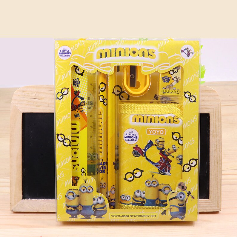Minions Cartoon Children Birthday Gift Ruler Pencil Sharpener Eraser ...