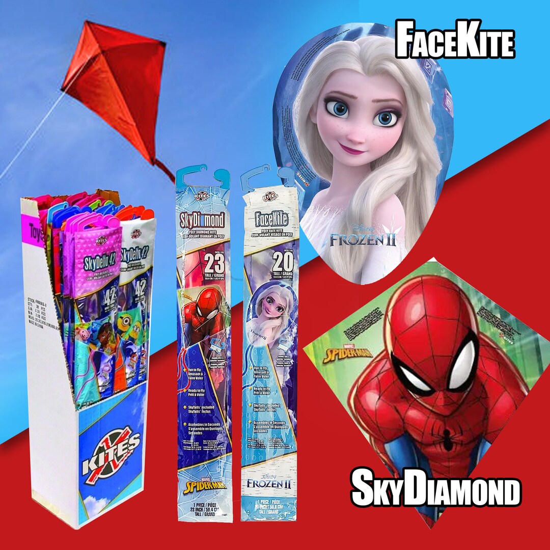 X Kites 23/20 Inch Poly Sky Diamond Kite Marvel Spiderman Frozen Elsa ...