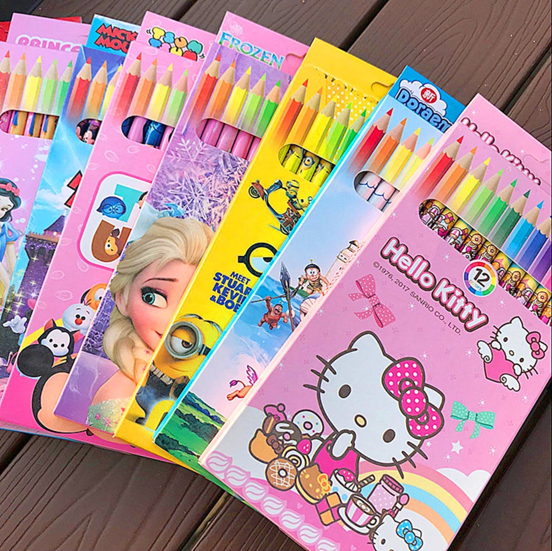 12 Colors Disney Mickey Mouse Frozen Pencil Cute Animation Theme ...