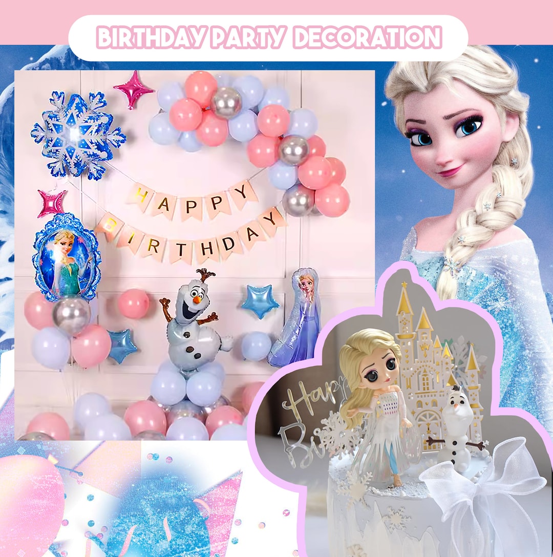 Frozen Birthday Party Decorations: Elsa Balloons & Cake Topper - Etsy