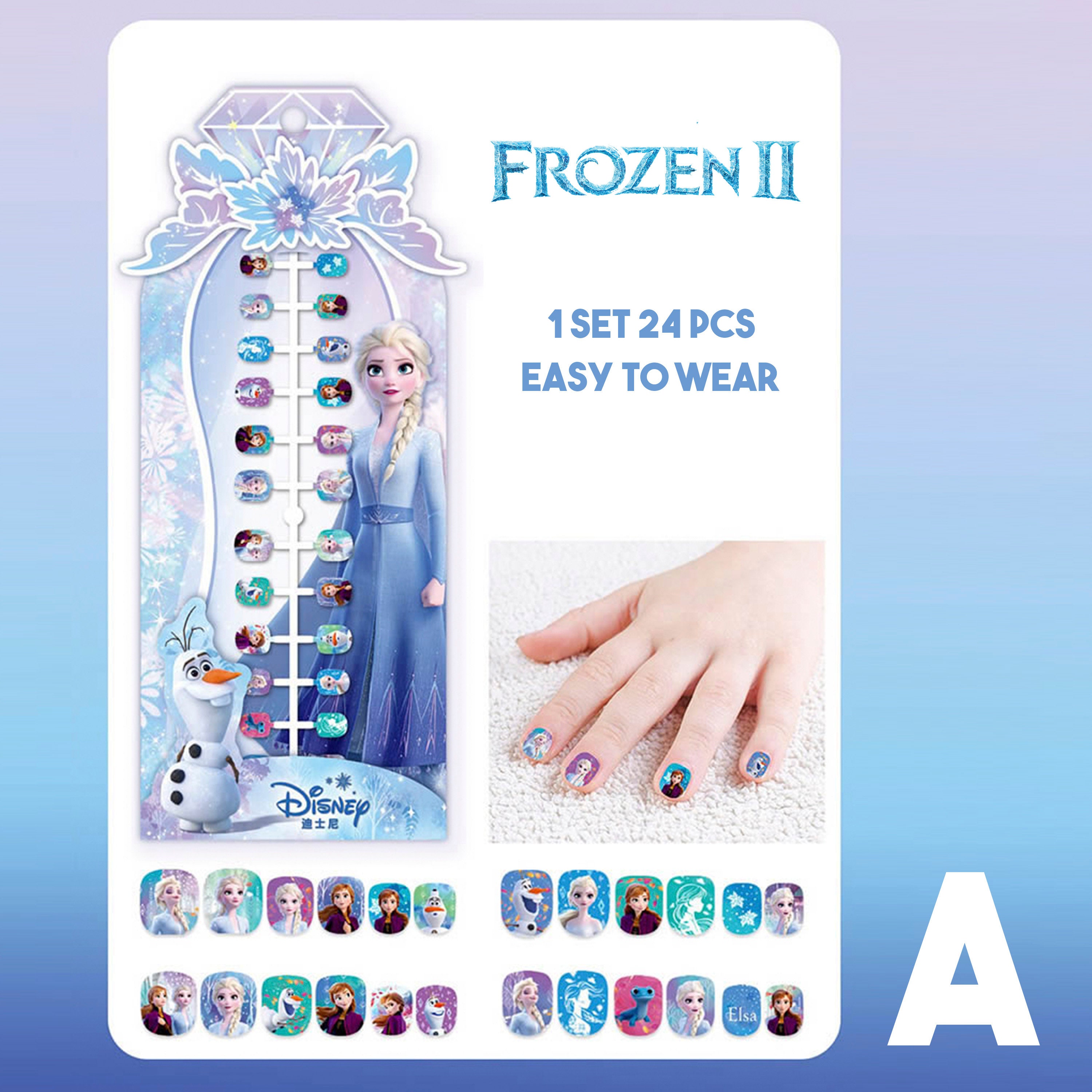 Elsa Frozen Princess Gift Set Kids Girls Fake Nail Sticker Art Decal ...