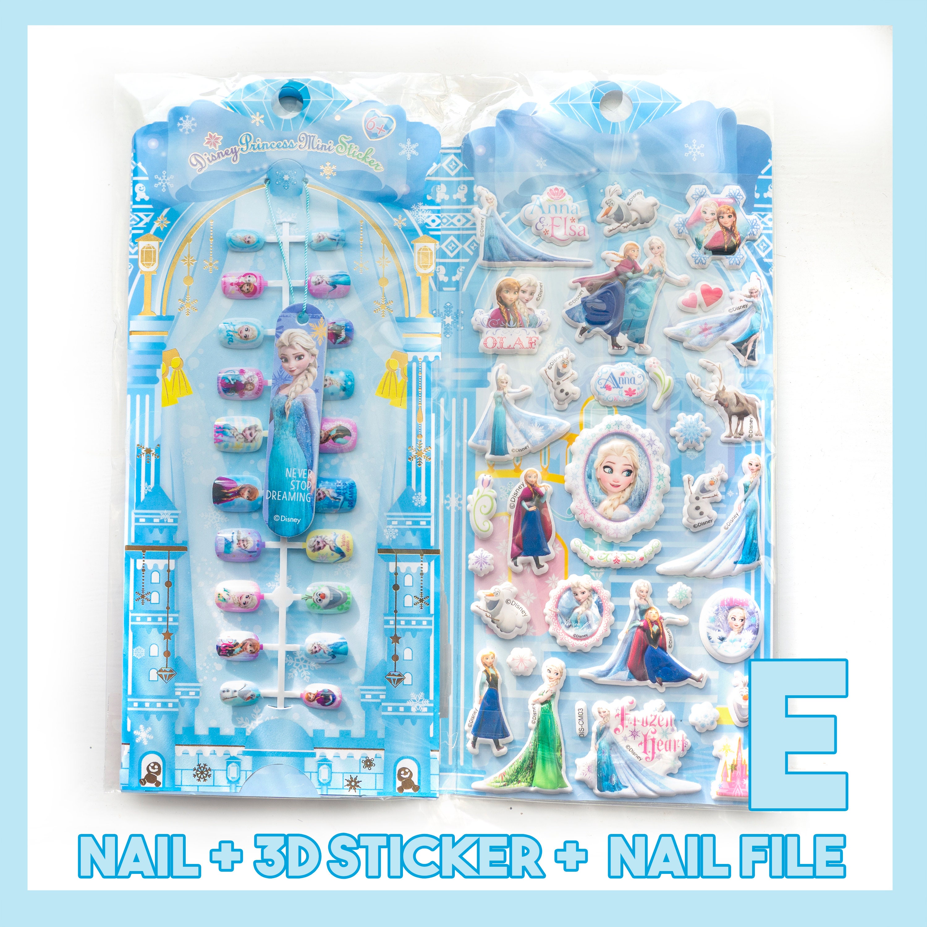 Elsa Frozen Princess Gift Set Kids Girls Fake Nail Sticker Art Decal ...