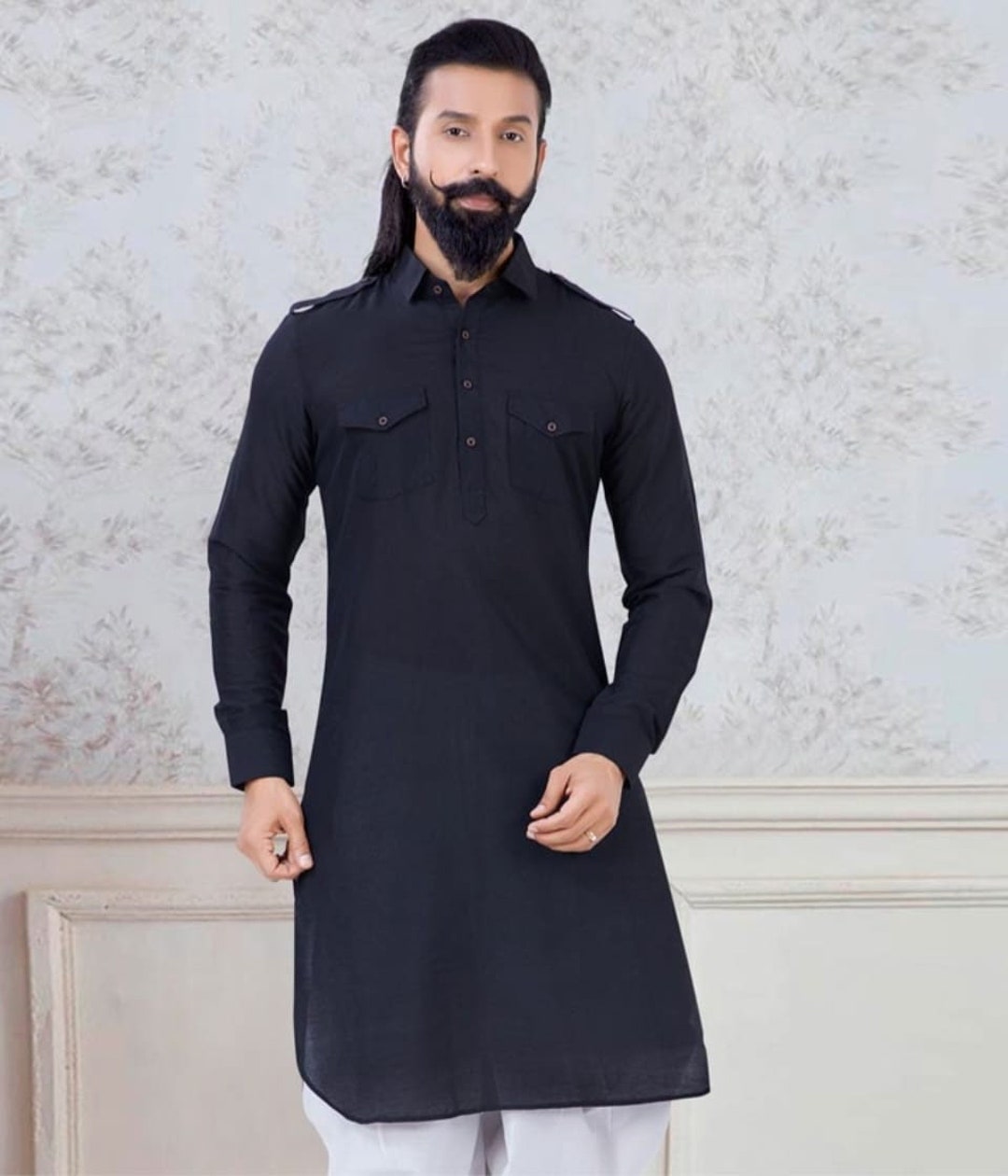 Black Pathani Kurta Pajama Set,indian Outfit Kurta Set Unique Design ...