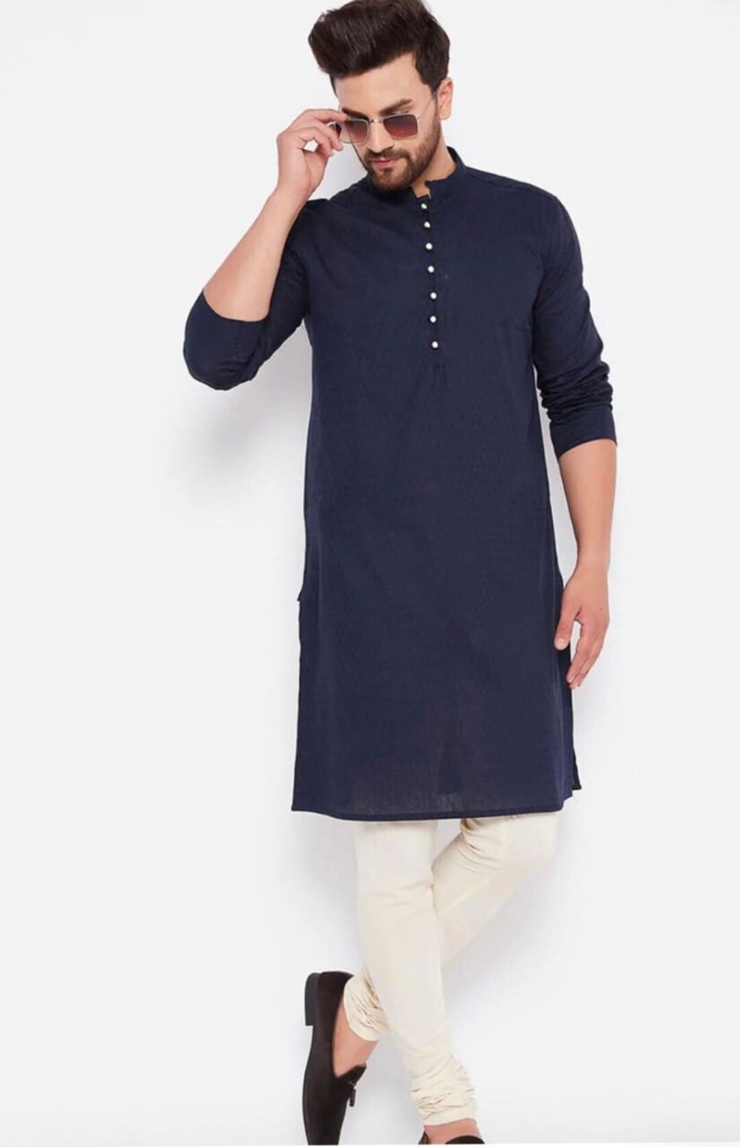Handmade Indian Cotton Kurta, Solid Traditional Menswear - Etsy