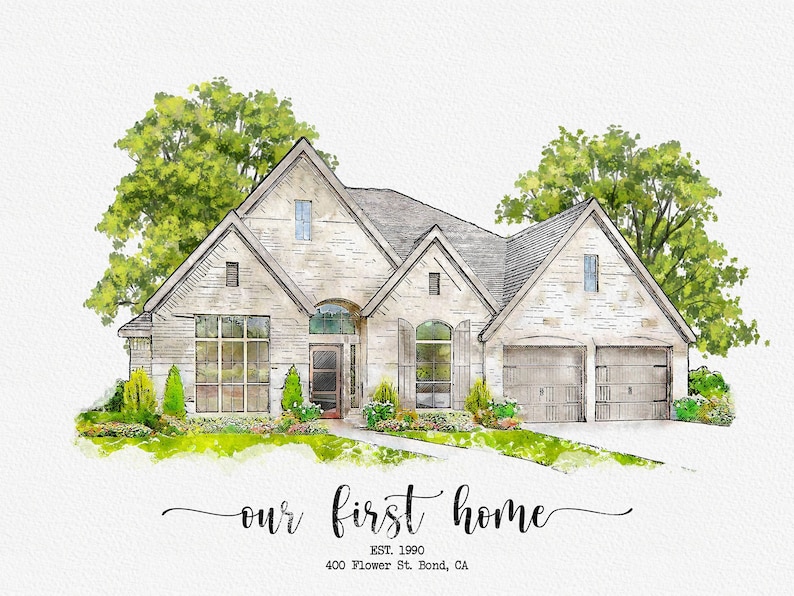 Custom Watercolor House Portraitwatercolor House - Etsy
