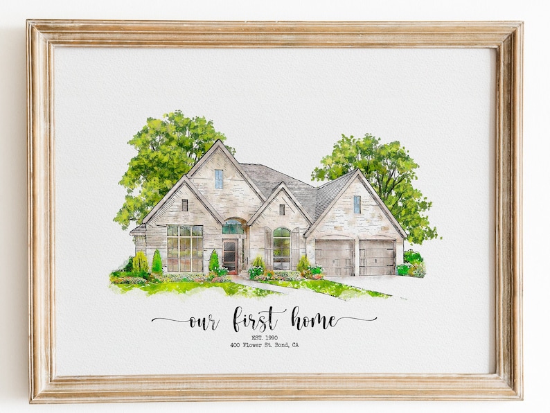 Custom House Warming Gift House Portrait From Photo Realtor - Etsy