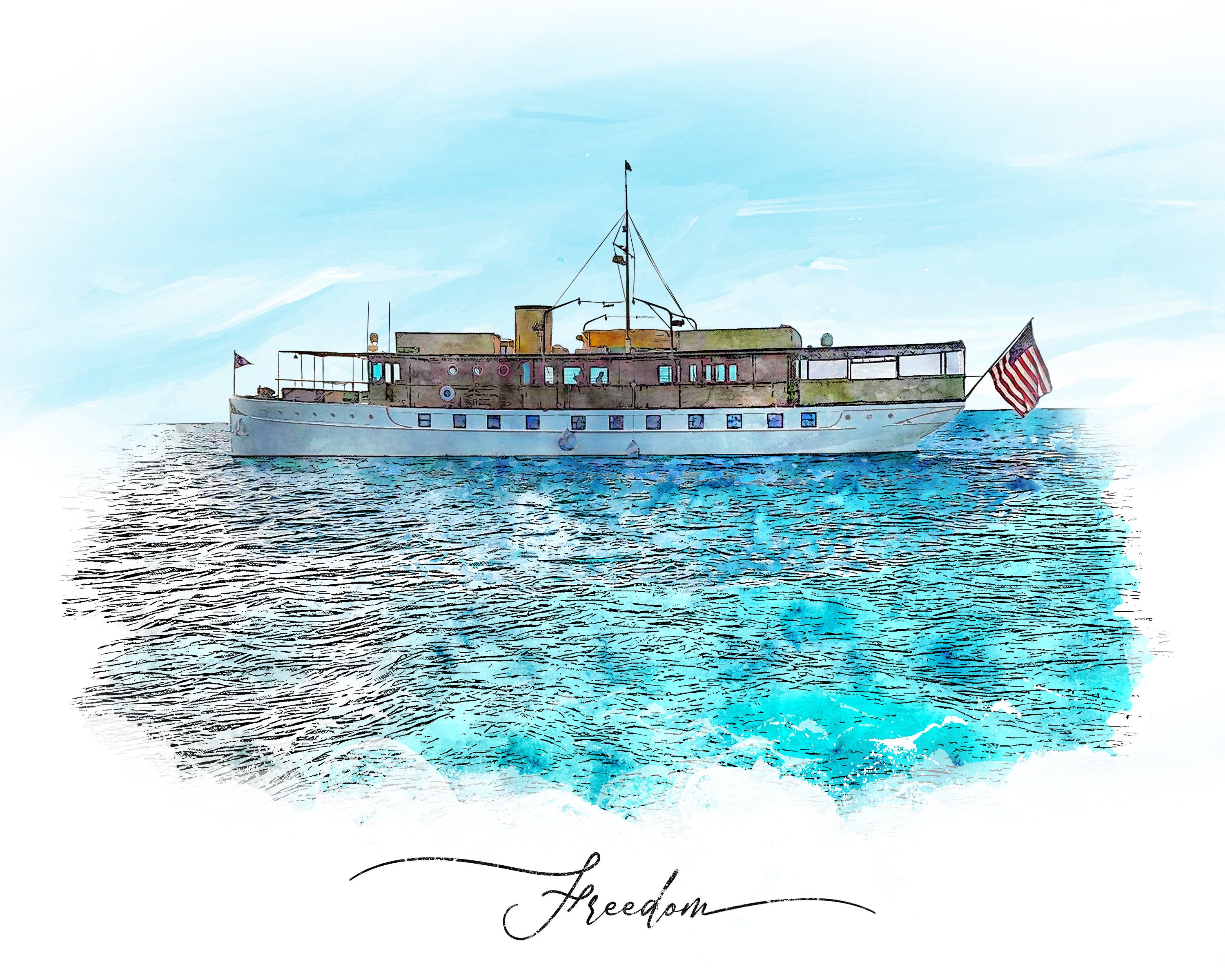 Custom Boat Portrait, Boat Accessories, Personalized Boat Portrait ...