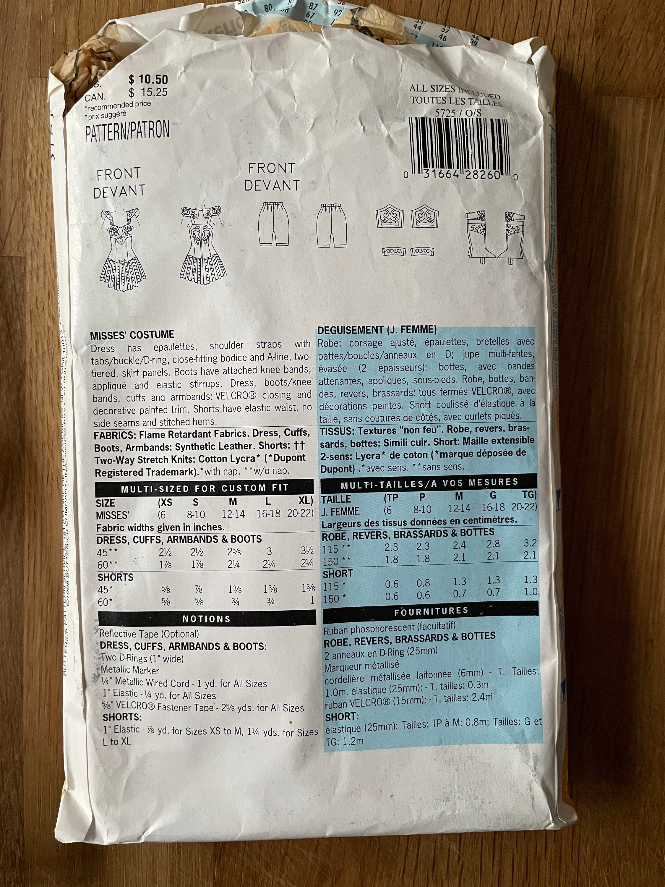 Butterick Pattern 5725, Womens All Size, Xenia Warrior Princess Costume ...