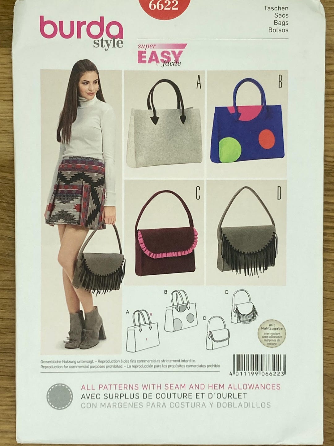 Burda 6622, Bags , UNCUT Sewing Pattern - Etsy