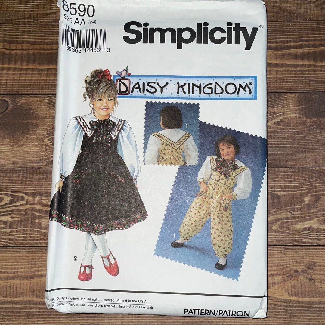 Simplicity Pattern 8590 / Daisy Kingdom / Childs Size Aa 2-4 / Jumpsuit, Jumper, Blouse and Bow ...