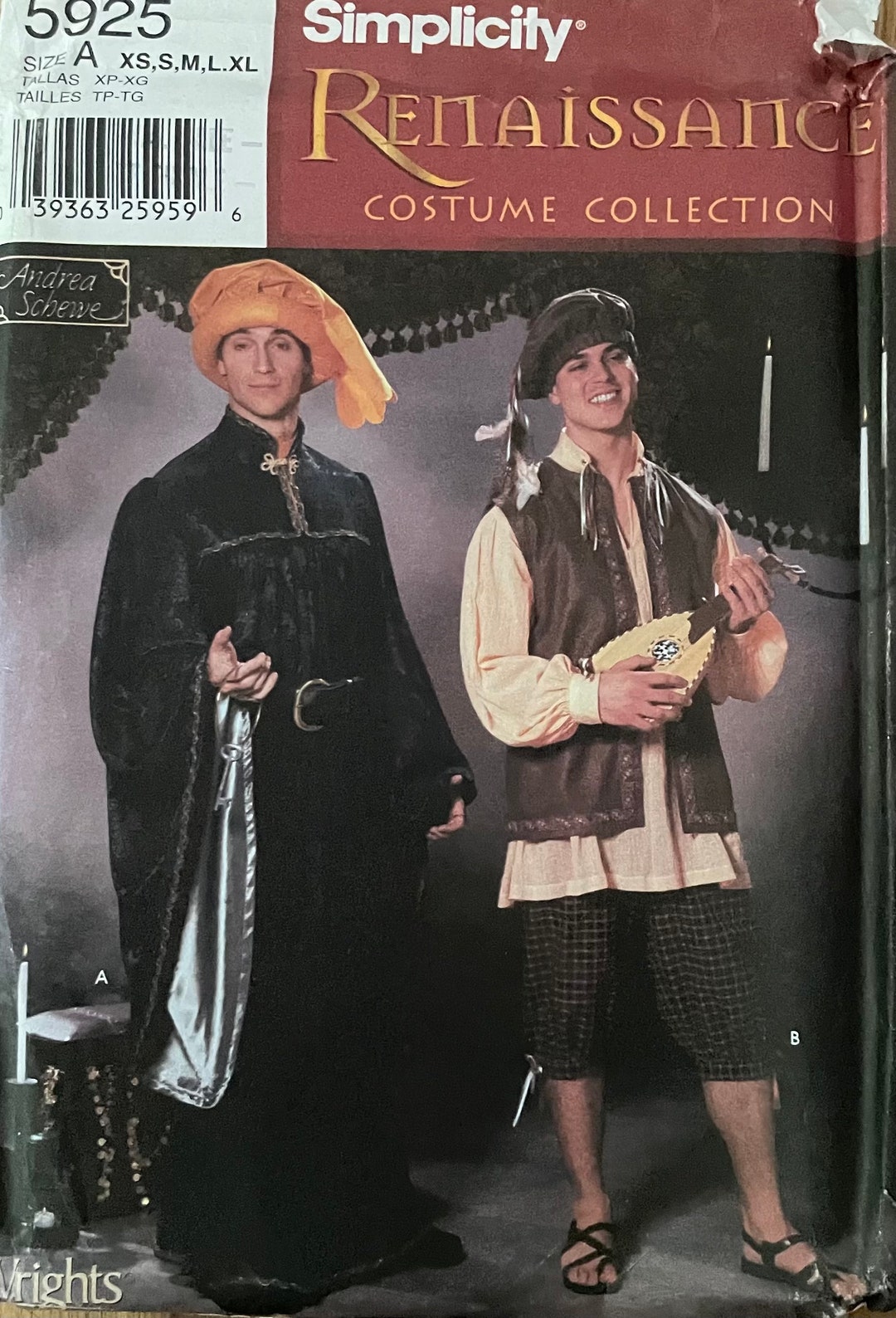 Simplicity 5925, Men’s All Sizes, Renaissance Costumes, Uncut Sewing ...