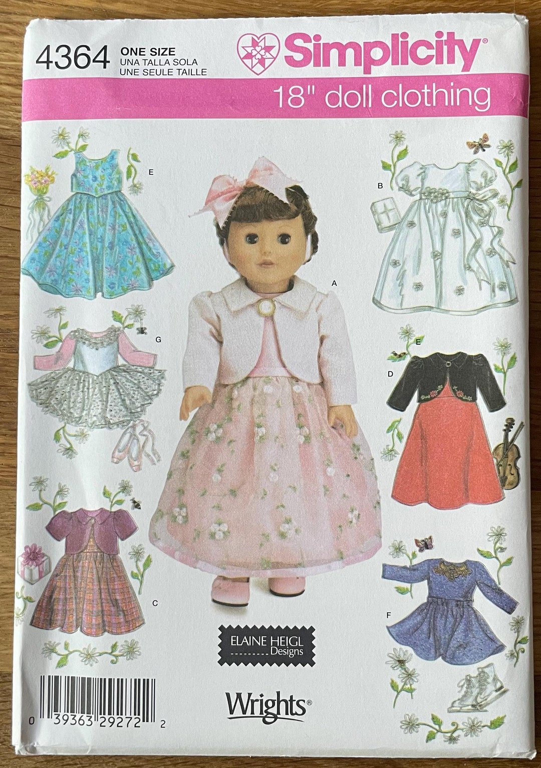 Simplicity 4364, 18 Inches Doll Clothes by Elaine Heigl, Uncut Sewing ...