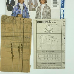Butterick 5299, Size (6-8-10), Bust (30-31-32) , Below Hip Jacket, Women’s Uncut 1997, Sewing ...