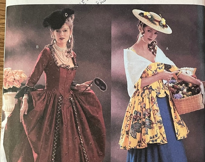 Butterick 3640, Size (6-10)/(12-16), 18th Century Dress, Women’s Uncut ...