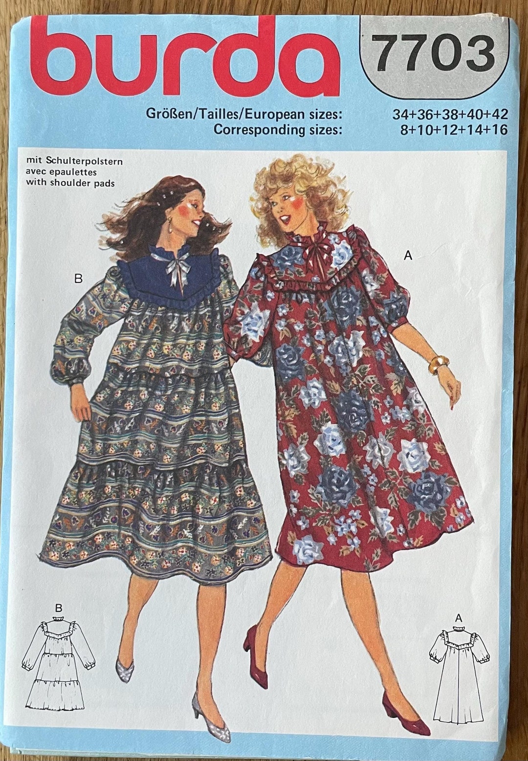 Burda 7703, Size (8-10-12-14-16), Women’s Dresses, Cut-complete Sewing ...