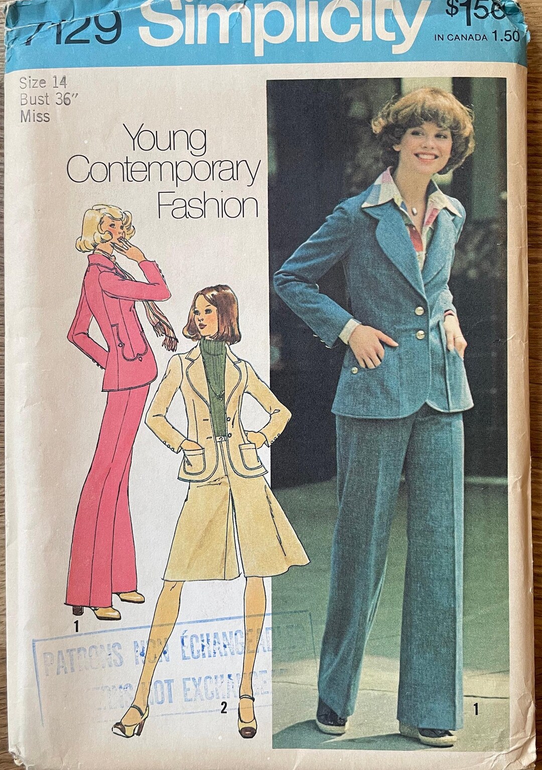 Simplicity 7129, Bust 36, Jacket, Pant Skirt and Pants, Cut 70’s ...