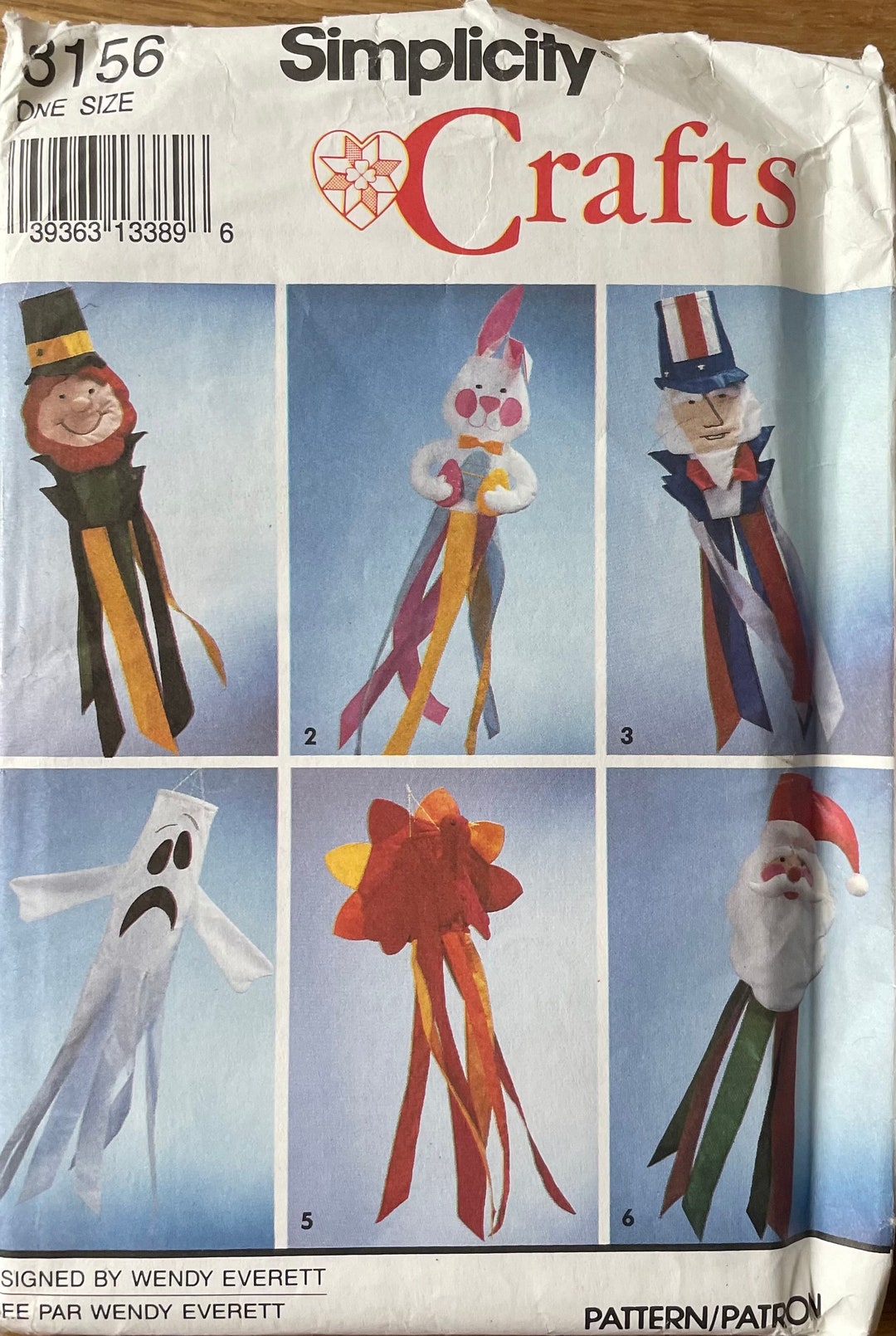 Simplicity 8156, Holiday Windsocks, Uncut 90’s Craft Sewing Pattern - Etsy