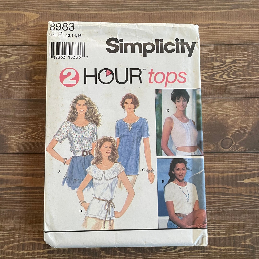 Simplicity Pattern #8983 / 2 Hours Tops / Women’s Size P (12,14, 16 ...