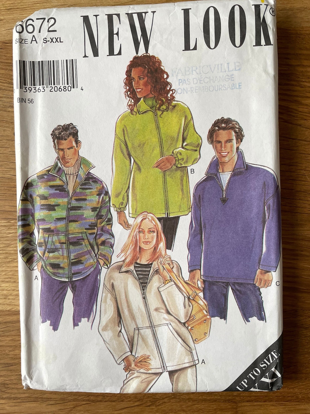 New Look 6672, Unisex All Size, Jacket and Pullovers, Uncut 90’s Sewing ...