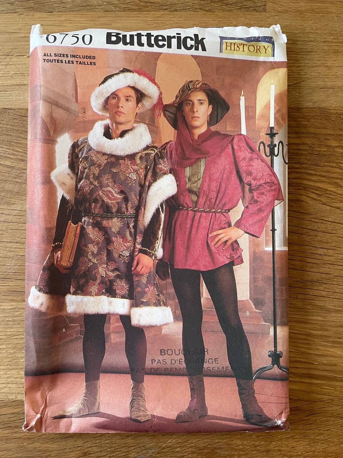Butterick Costume Pattern 6750, Mens All Size, Renaissance Costumes ...