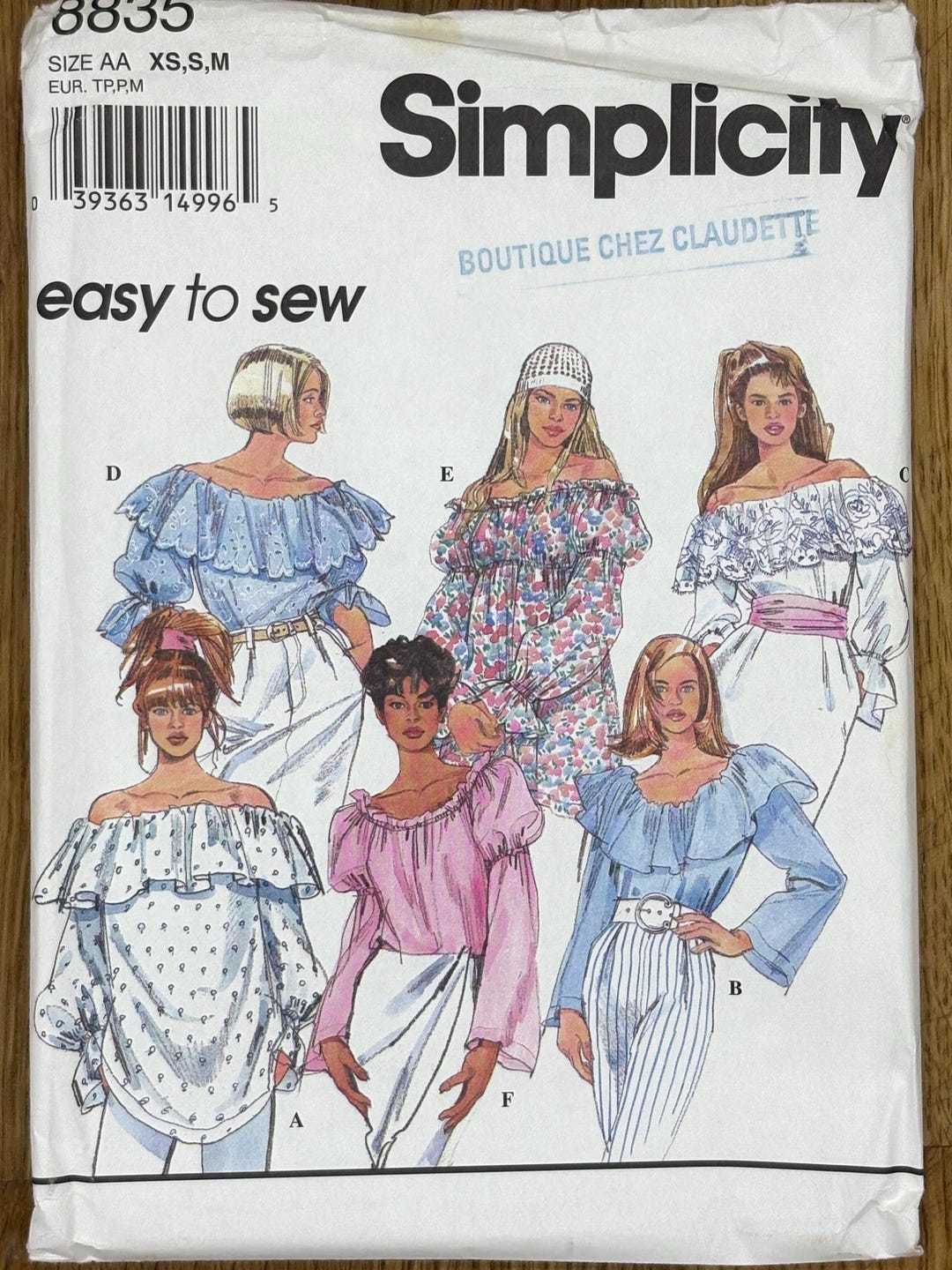 Simplicity 8835, Size (6-16), Misses' Set of Tops, 1994 French Uncut ...