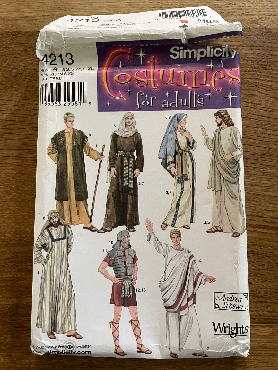 Simplicity 4213, All Sized (XS, S, M, L, XL) Adults Roman and Hebrew ...