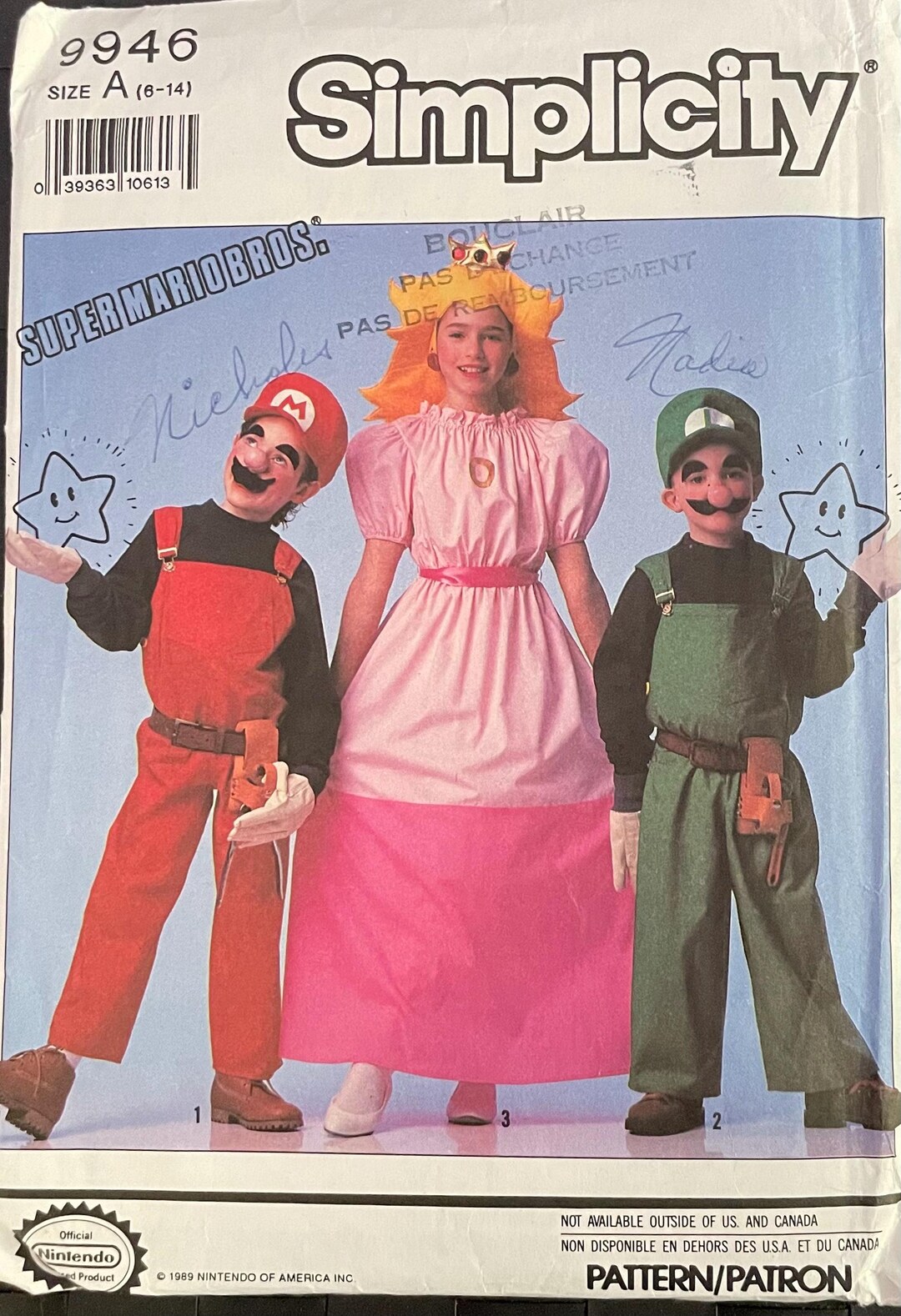Simplicity 9946, Size 6-14, Kids Super Mario Nintendo Costumes, Cut ...