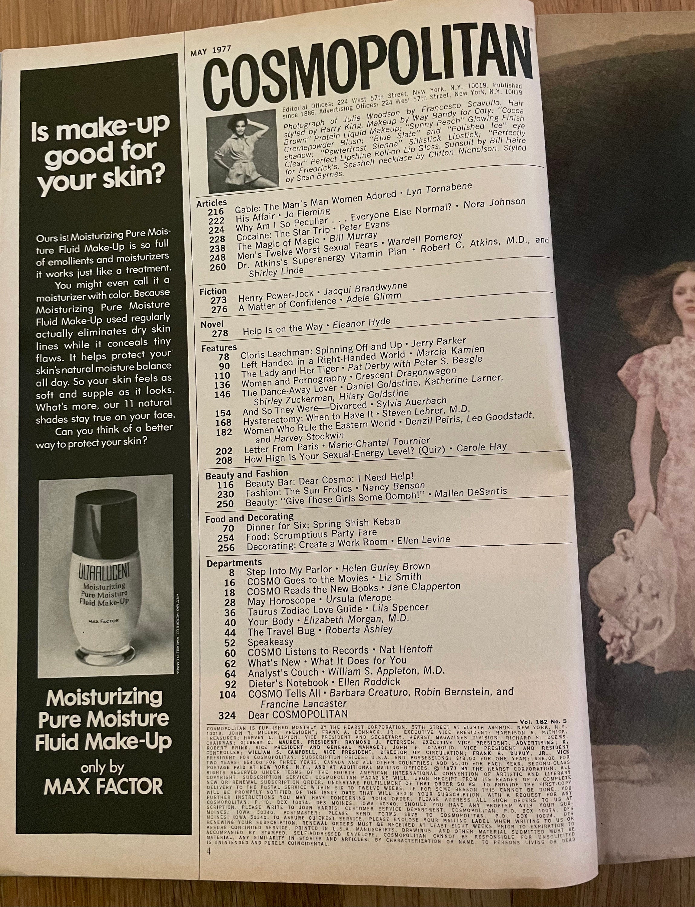 Cosmopolitan Magazine, May 1977 Cover Julie Woodson - Etsy