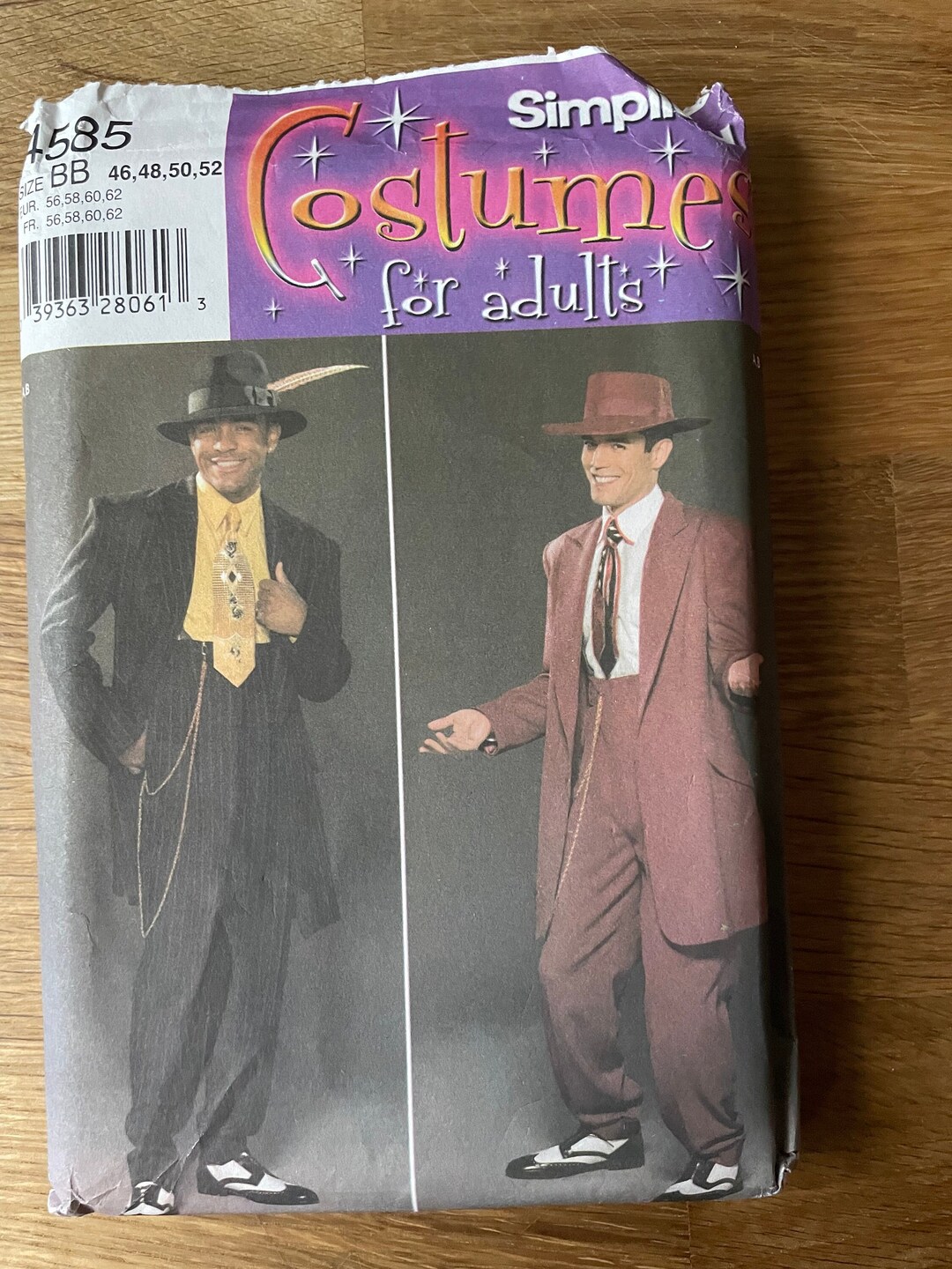 Simplicity Costume Pattern 4585, Mens Size (46-52), Mens Zoot Suit ...