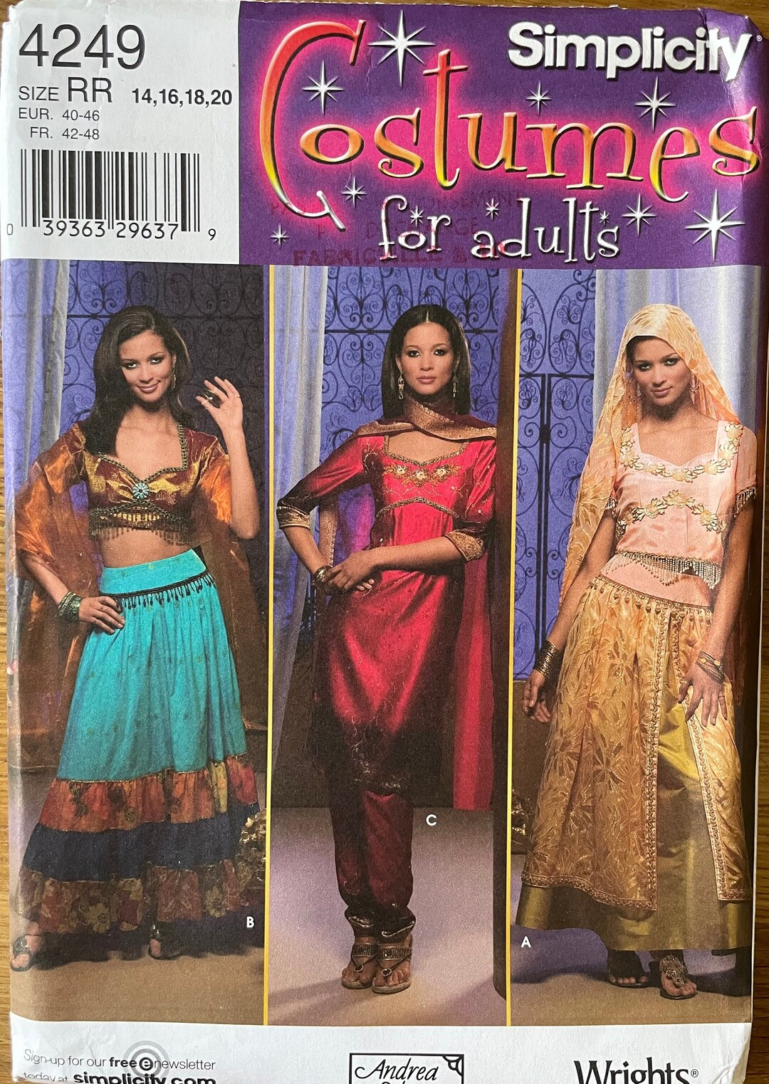 Simplicity 4249, Women’s Size (6-12)/(14-20) Indian Belly Dancing and ...