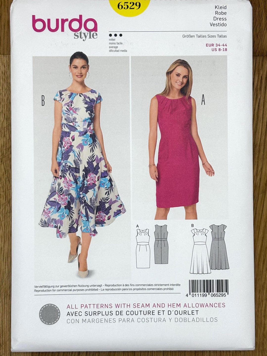 Burda 6529, Size (8-18), Fitted Dress, UNCUT Sewing Pattern - Etsy