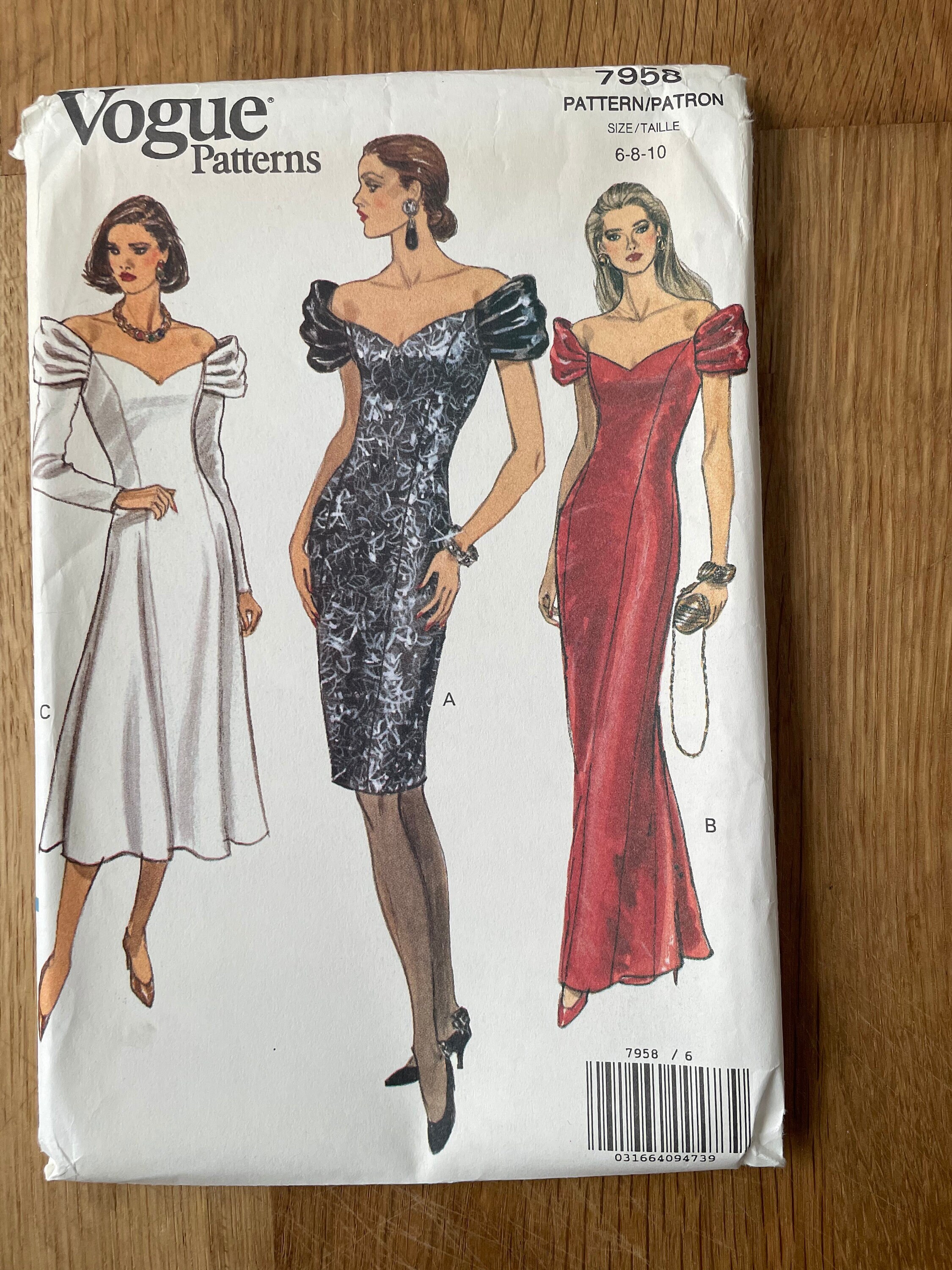 Vogue Pattern 7958, Womens Size 6-8-10, Dress, Uncut 1990 - Etsy Canada