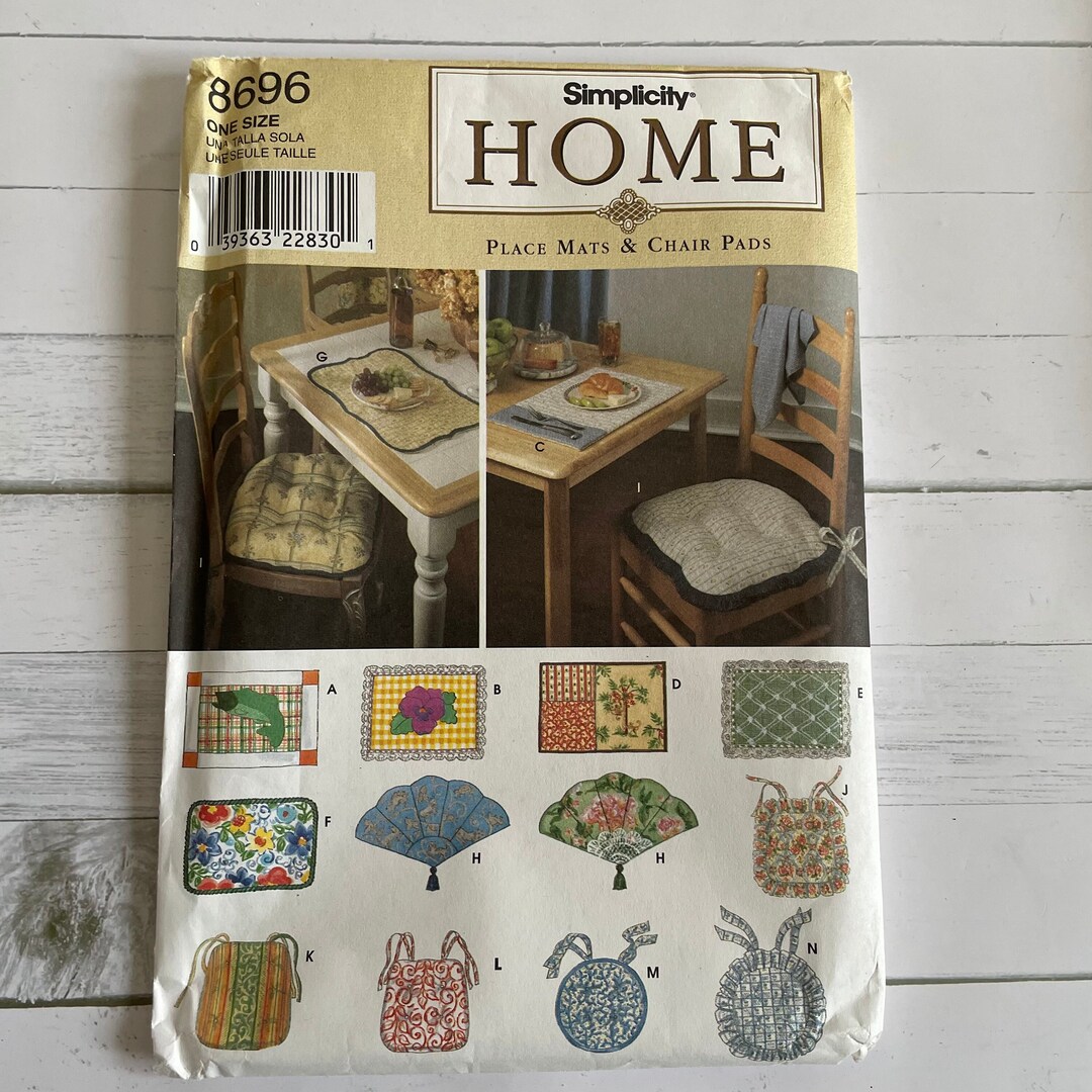 Simplicity Sewing Pattern 8696, Home Decoration Place Mats and Chair ...