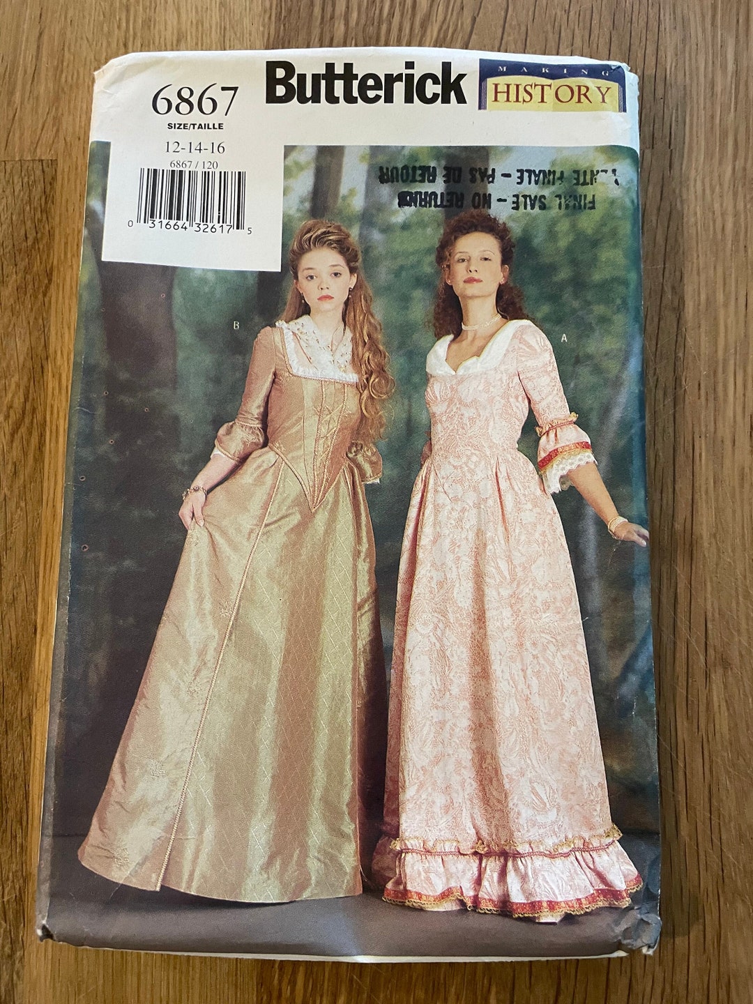 Butterick 6867, Sizes (6-10)/(12-16)/(18-22) Colonial Costumes, Women’s ...