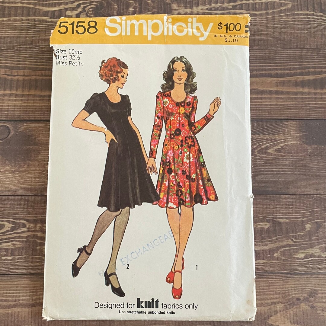 Simplicity 5158, Women’s Size 10, Bust 32,5, Princess Dress, Uncut 1975 ...