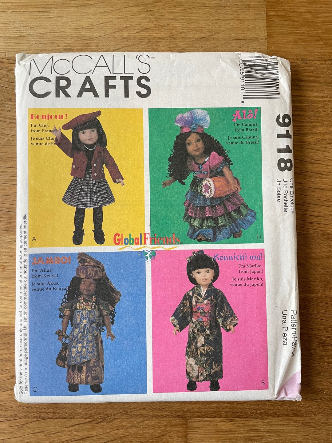 Mccall’s Craft Pattern 9118, Doll Clothes for Global Friends, 1997 - Etsy