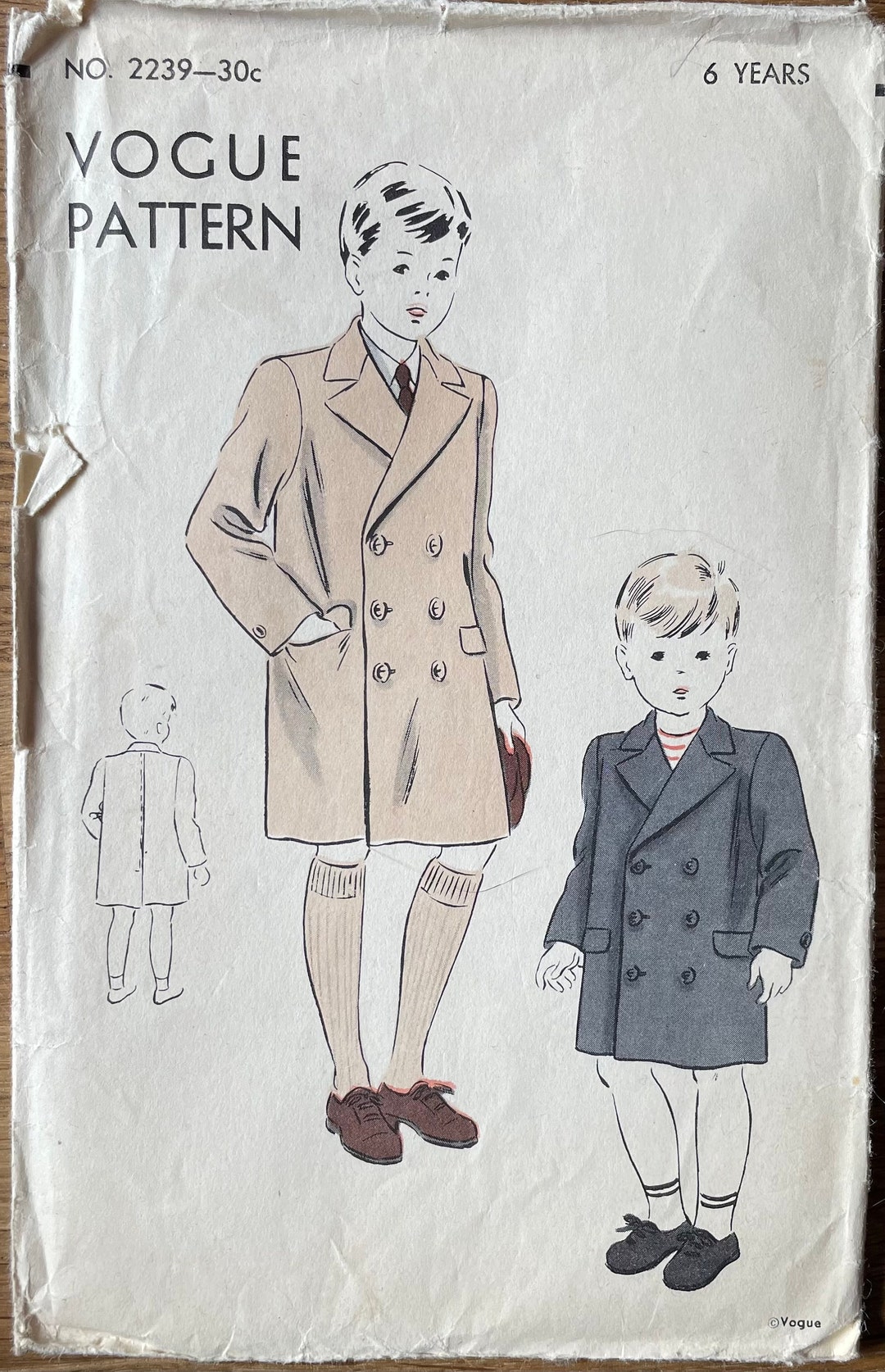 Vogue 2239, Boy Size 6, Coat, Cut-complete 1950’s Sewing Pattern - Etsy