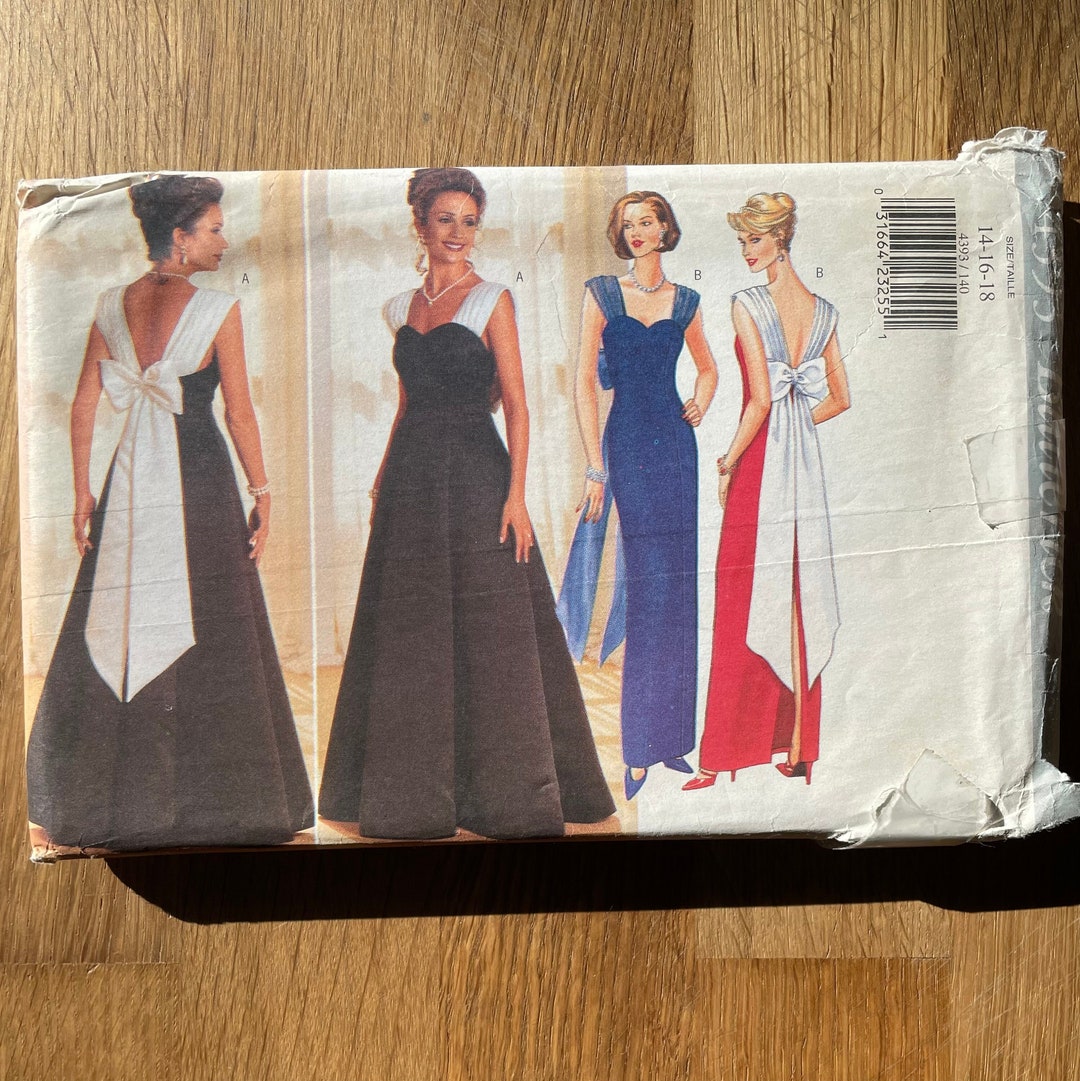 Butterick 4393, Size (6-8-10)/ (14-16), Evening Dress, Women's 1996 ...