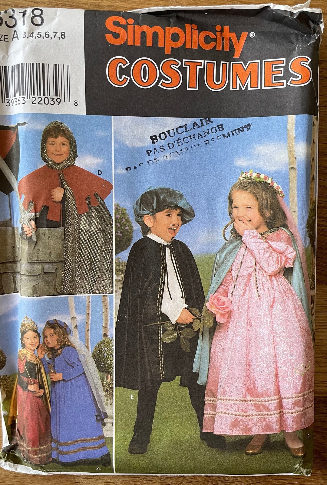 Simplicity 8318/0644 Kids Size (3 4 5 6 7 8) Princesse and Prince ...