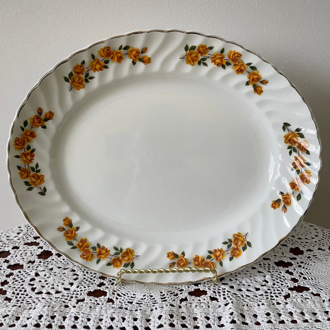 Ridgeway Yellow Jewel Rose Pattern Serving Plate / Ironstone England ...