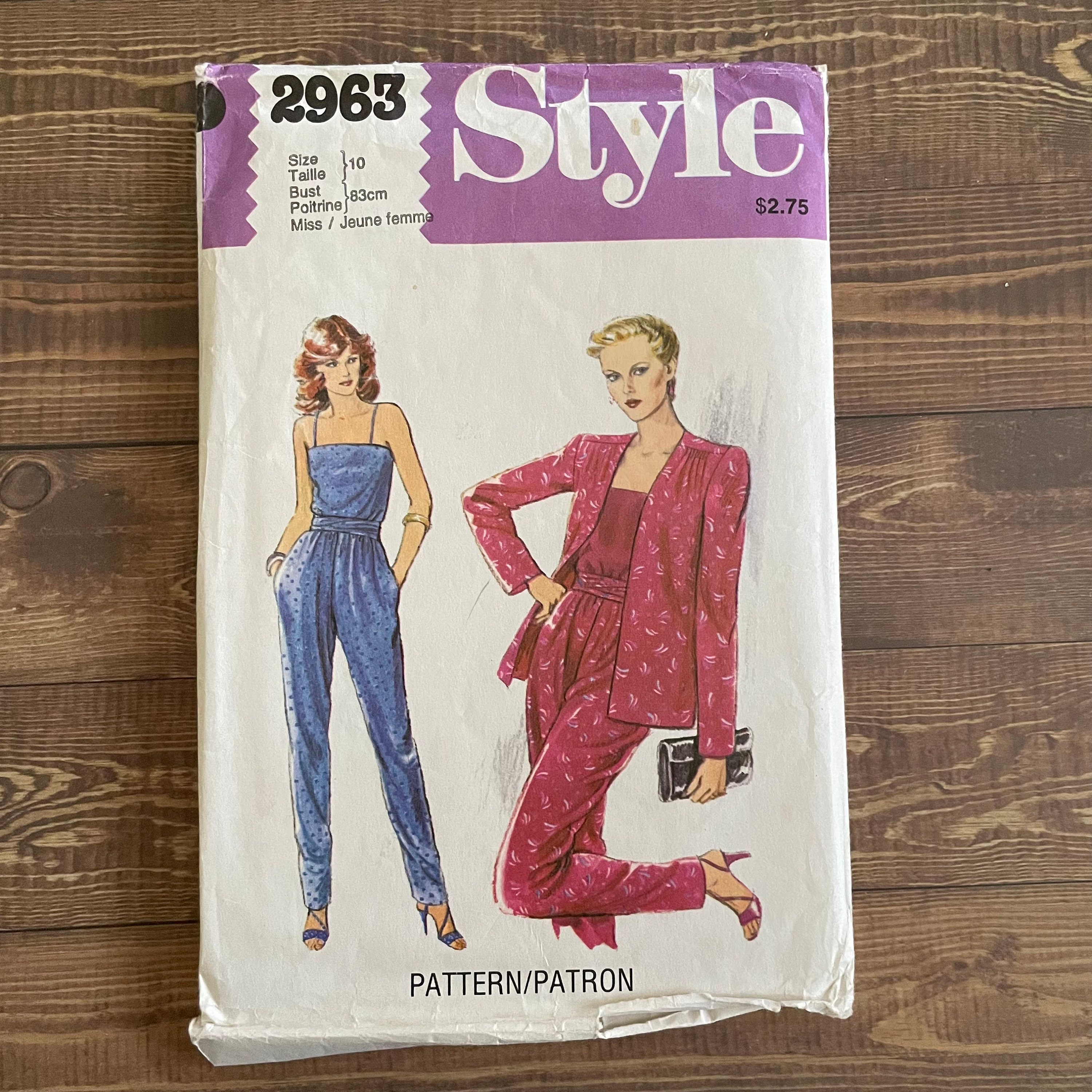 Style Pattern 2963 / Miss Size 10 Bust 83 Cm / Unlined Jacket, Top and ...